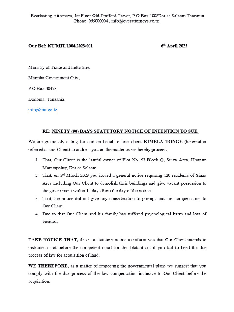 90-Day Statutory Notice to Sue | PDF