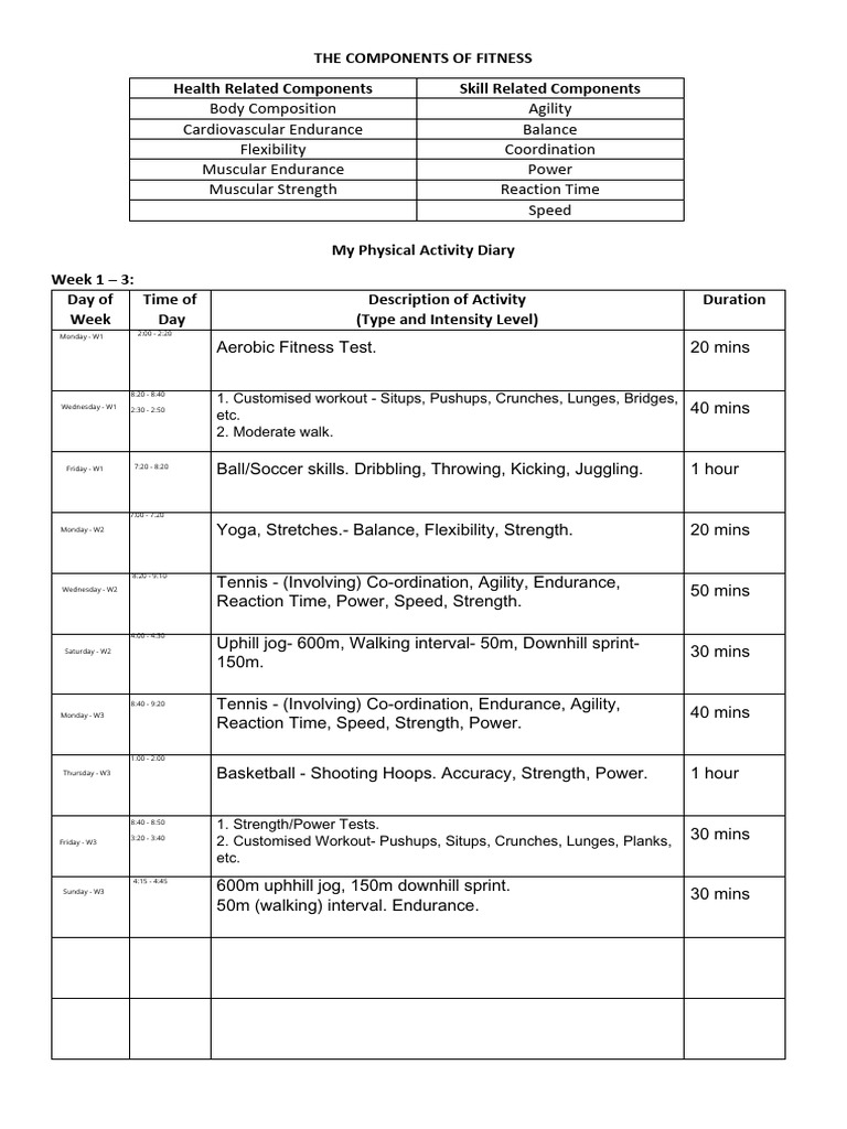 7.WORKOUT.DIARY | PDF | Physical Fitness | Sports Science