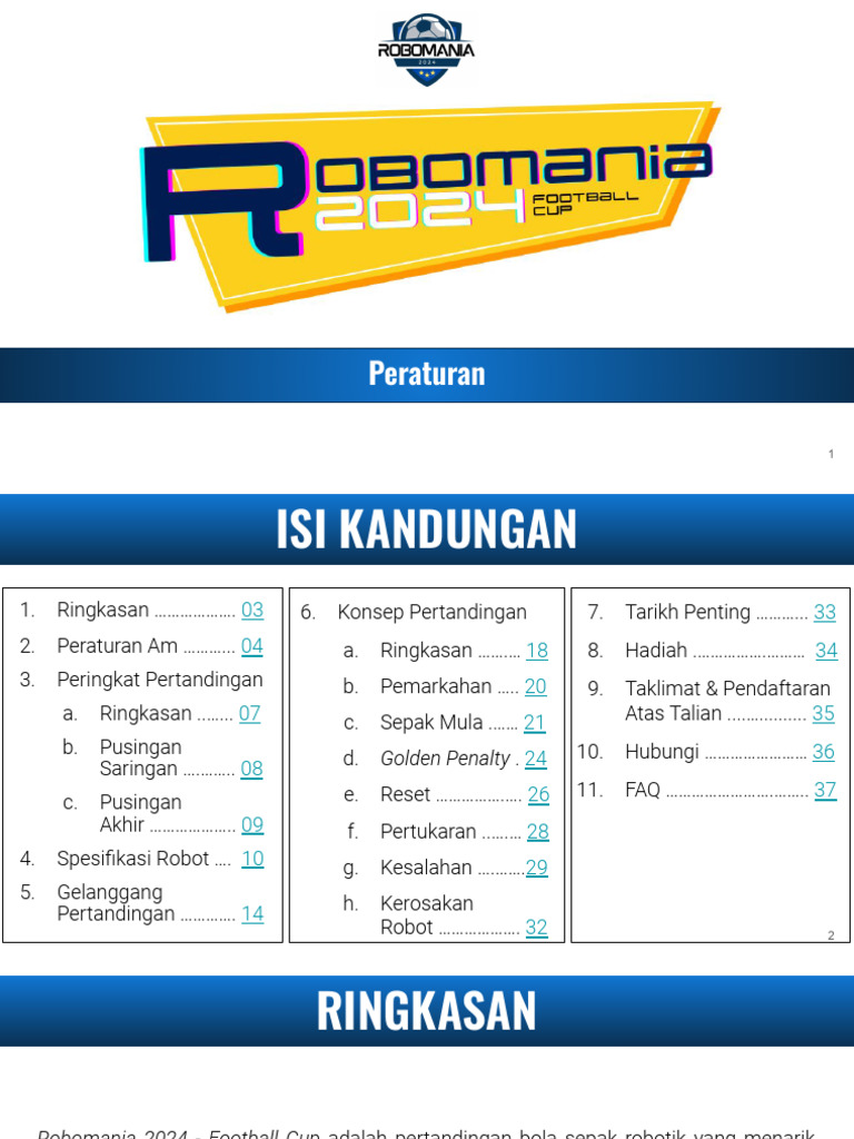 Peraturan Pertandingan - Robomania 2024 | PDF
