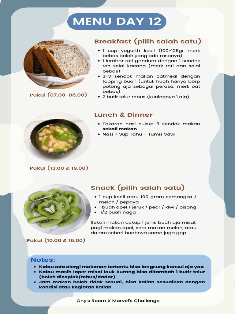 Menu Diet Sehat Hari ke-12 | PDF