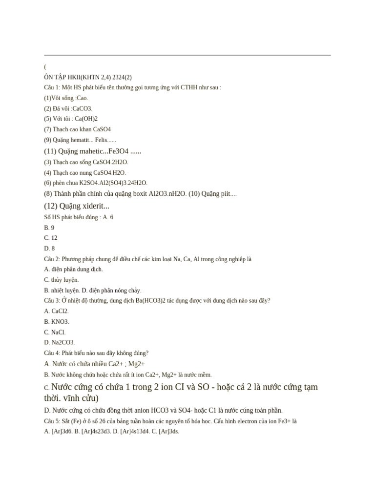 ÔN TẬP HKII | PDF