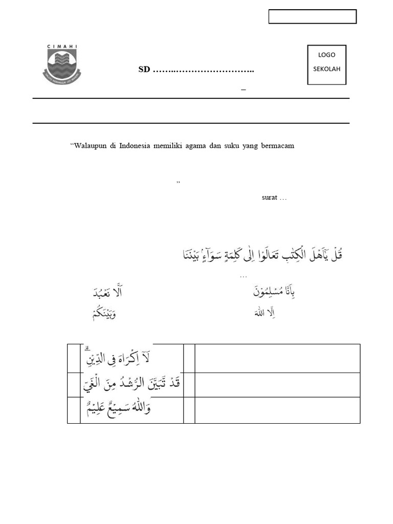 Naskah Soal Pat Pai Kelas 5 Kurikulum Merdeka 2024 | PDF