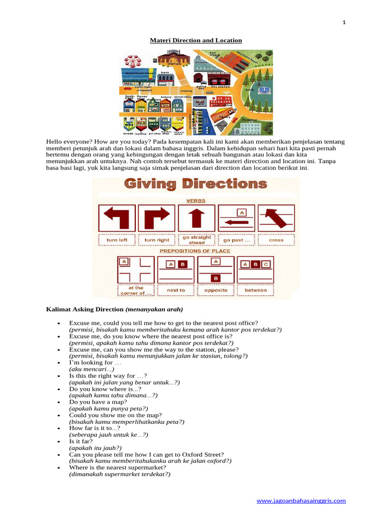 Materi Arah dan Lokasi dalam Bahasa Inggris | PDF | Puisi