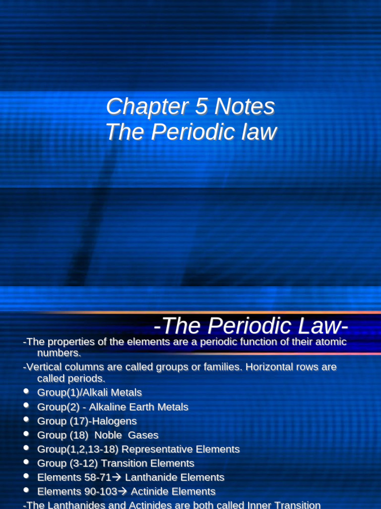 Chap5 Periodic Law Chem Hons | PDF | Periodic Table | Chemical Elements