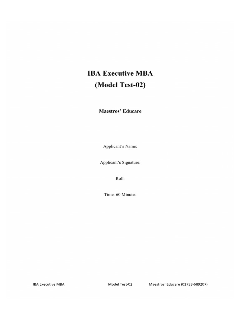 IBA Executive MBA Model Test-02 | PDF