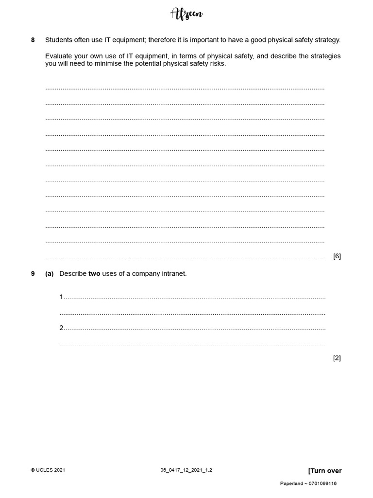 Afreen Ict Paper 12 - Part2 | PDF | Printer (Computing) | Computer Network