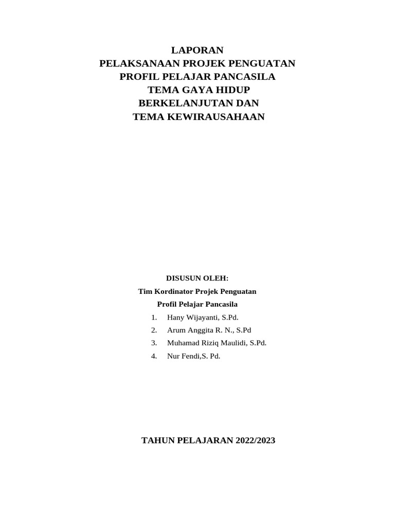 Laporan Pelaksanaan P5 SMA Diponegoro | PDF | Karier & Perkembangan