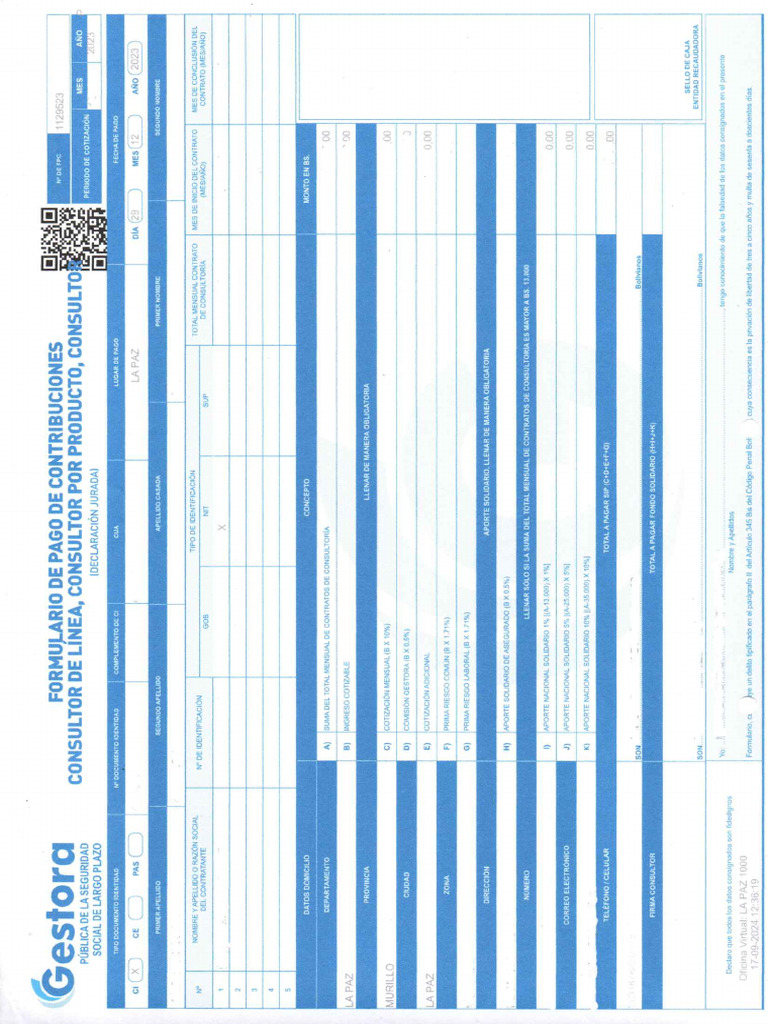 Formulario Gestora - Consultor | PDF