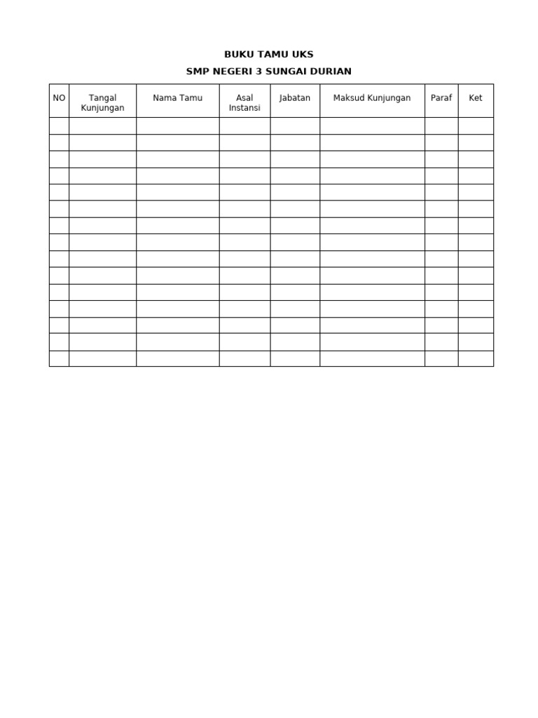 Buku Tamu Uks | PDF