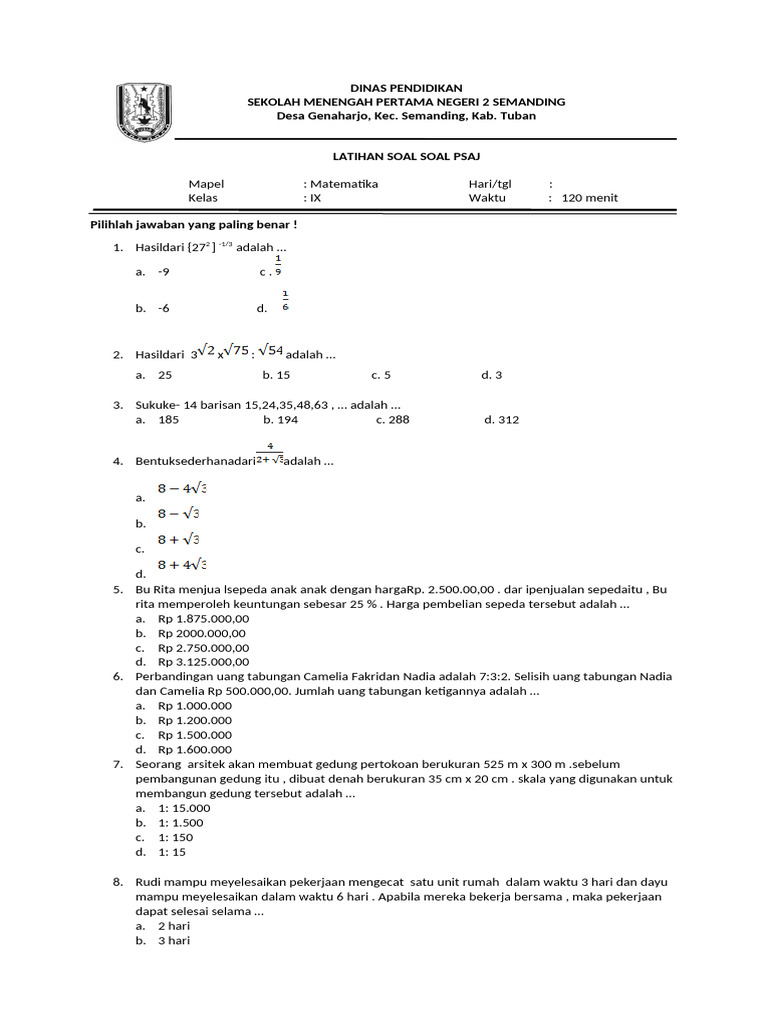 Latihan Soal Psaj | PDF