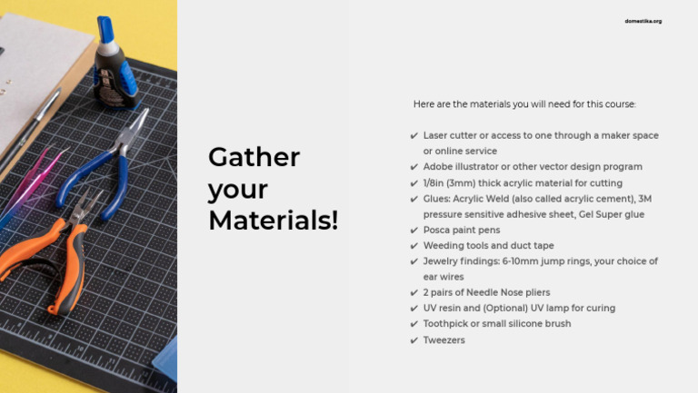 Essential Materials for Acrylic Cutting Course | PDF | Art