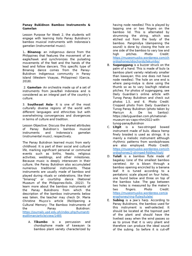Week 2 Lesson 2 Music and Arts | PDF | Musical Instruments