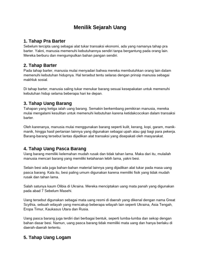 Menilik Sejarah Uang | PDF