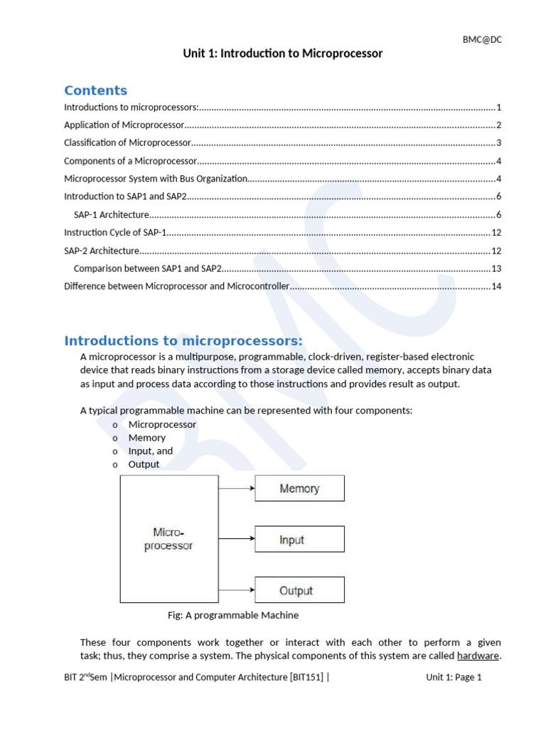 Unit 1 Intro To Microprocessor | PDF | Central Processing Unit | Microprocessor
