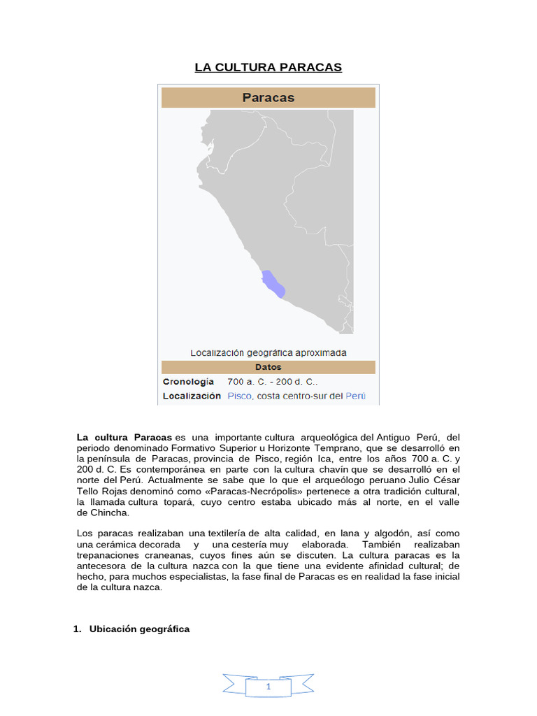 Cultura Paracas: Historia y Características | PDF