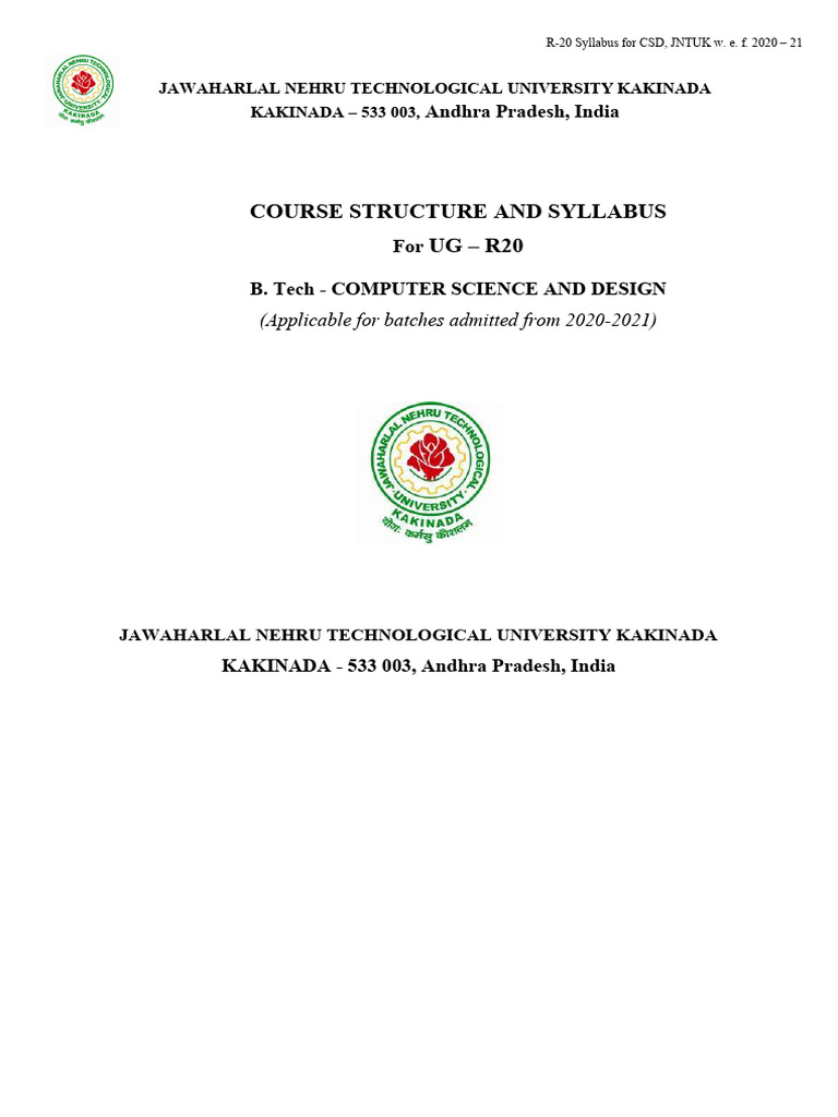 Cse - Csd r20_iv Years_course Structure | PDF | Computer Science ... Cse - Csd r20_iv Years_course Structure | PDF | Computer Science ...