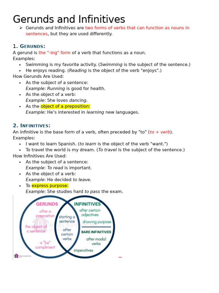 Gerunds and Infinitives | PDF | Language Arts & Discipline