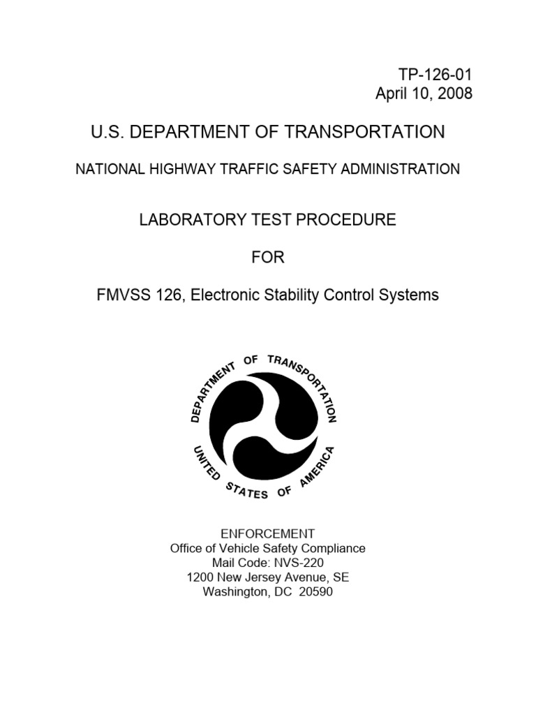 FMVSS 126 Test Procedure Overview | PDF | Calibration | Vehicles