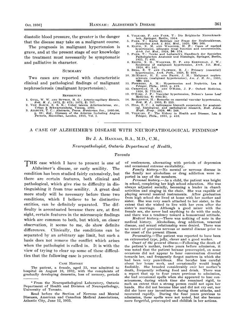 A Case of Alzheimer's Disease With Neuropathological Findings ...