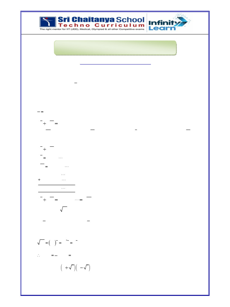 IX Class Math Worksheet: Number System Solutions | PDF | Numbers ...