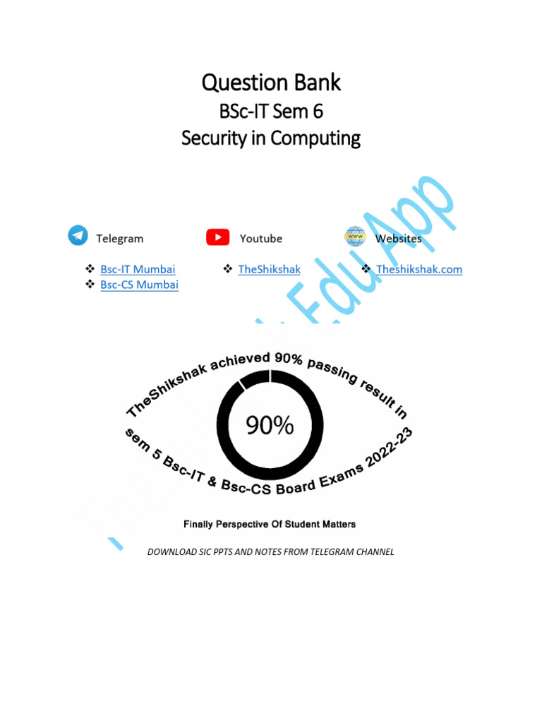 BSc-IT Security Exam Prep Guide | PDF | Computer Network | Public Key Cryptography