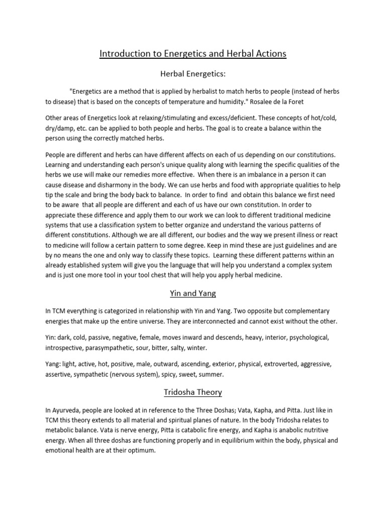 Herbal Actions and Energetics | PDF | Ayurveda