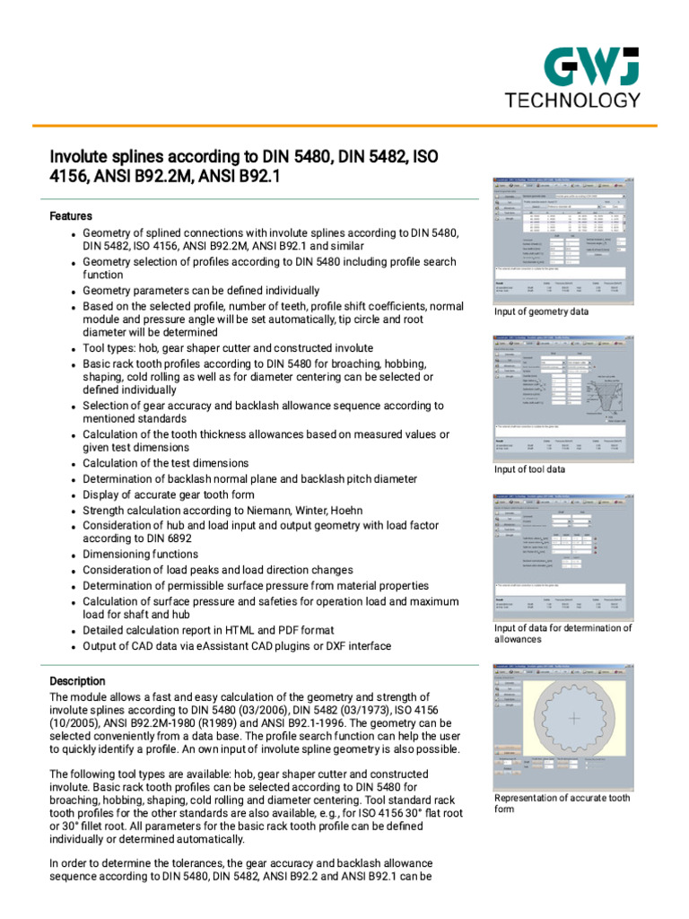 GWJ Eassistant - Involute Splines According To DIN 5480, DIN 5482, ISO 4156, ANSI B92.2M, ANSI ...