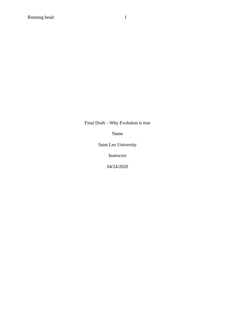 Term Paper - Final Draft | PDF | Evolution | Creationism
