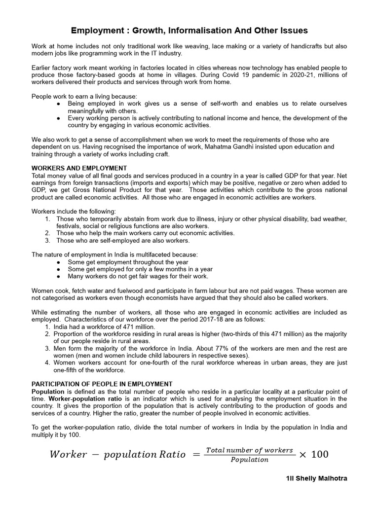 Handout Chapter 6 2024-25 | PDF | Unemployment | Employment