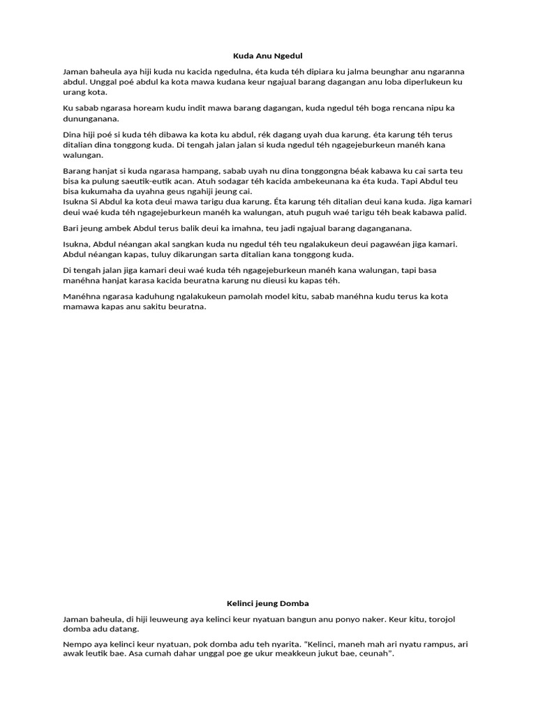 Dongeng Sunda Ftbi | PDF