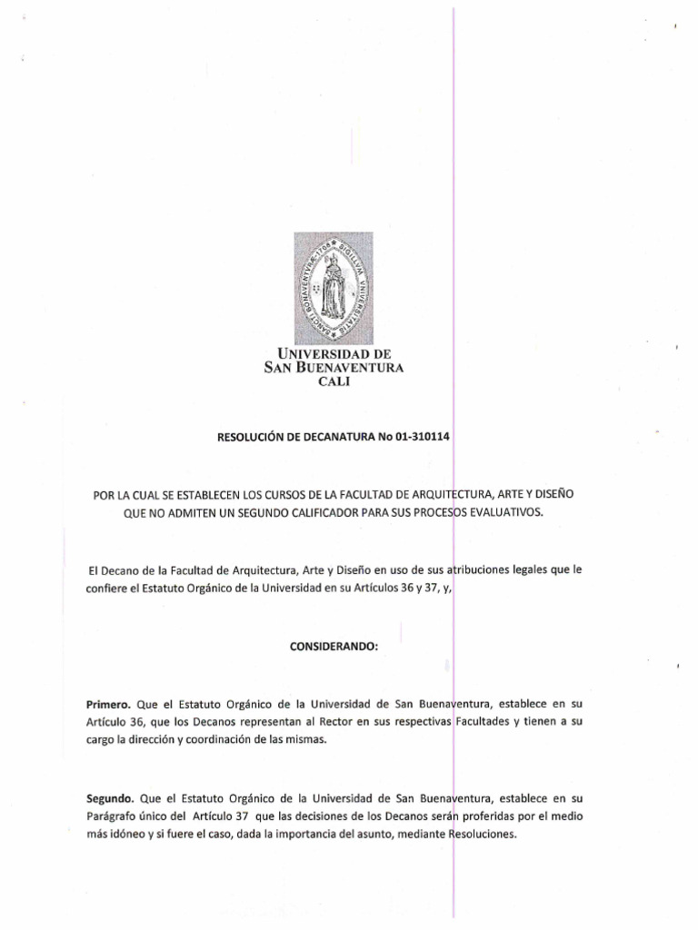 Resolucion de Decanatura Faad 2014 | PDF