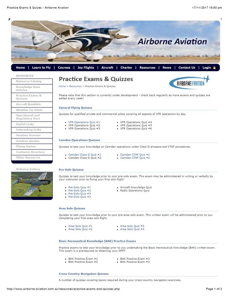 Practice Exams & Quizes - Airborne Aviation | PDF | Visual Flight Rules ...