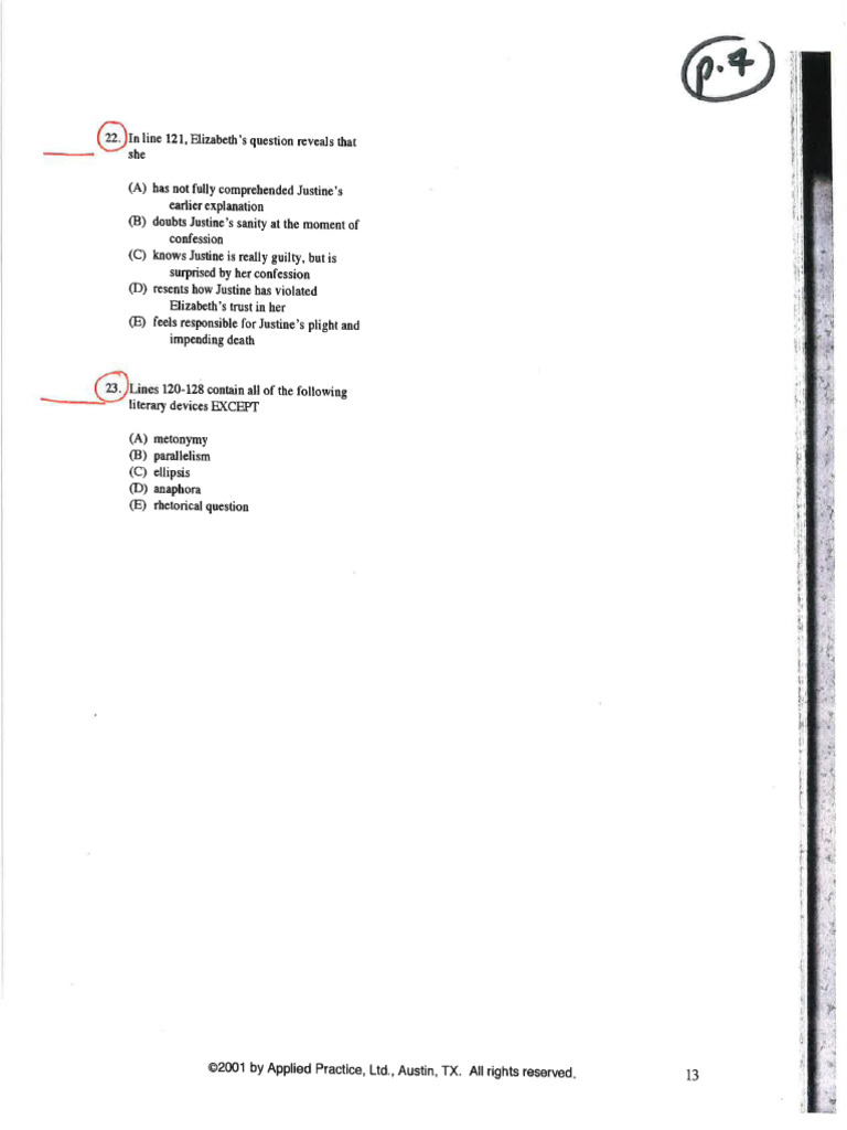 Ap Lit MCQ Practice | PDF