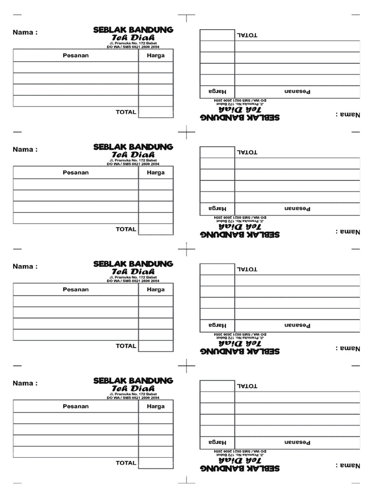 Nota - Seblak Teh Diah | PDF