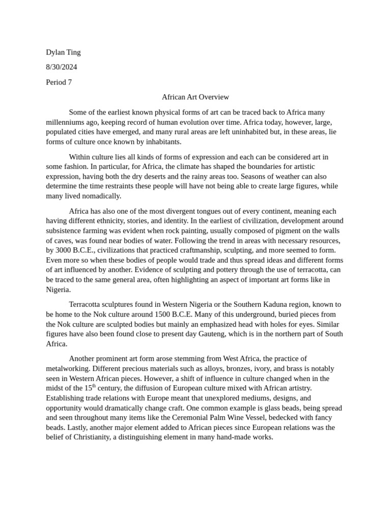 African Summary Smart History | PDF | Sculpture | Africa