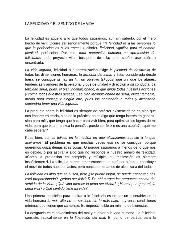 Ensayo sobre felicidad y vida plena | PDF | Felicidad | Significado de ...
