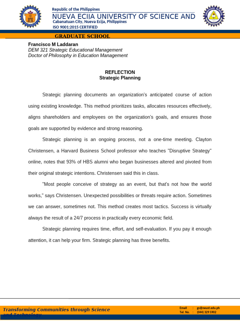 Benefits of Strategic Planning in Education | PDF | Strategic Planning ...