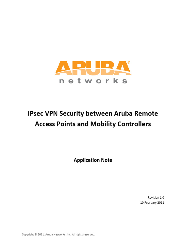 IPsec VPN Security Between Aruba Remote Access Points and Mobility ...