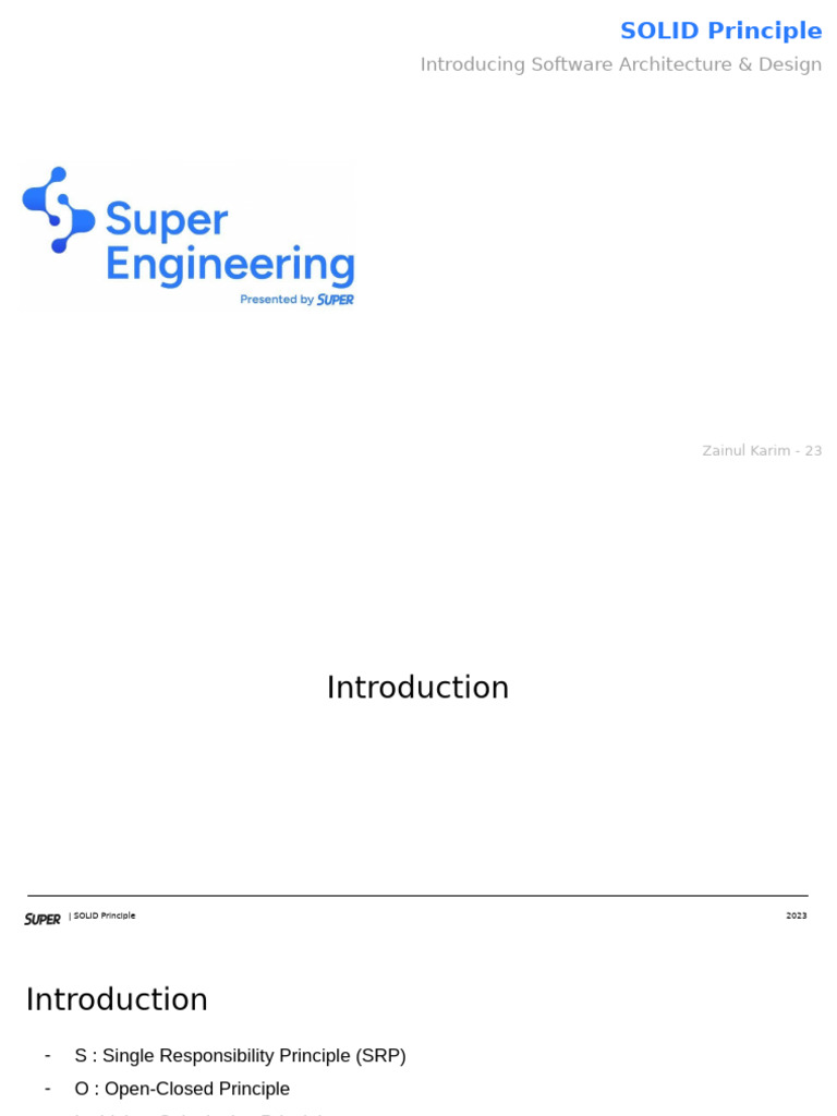 SOLID Principle | PDF | Interface (Computing) | Inheritance (Object Oriented Programming)