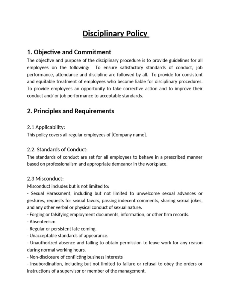 Disciplinary Policy | PDF | Employment | Violence