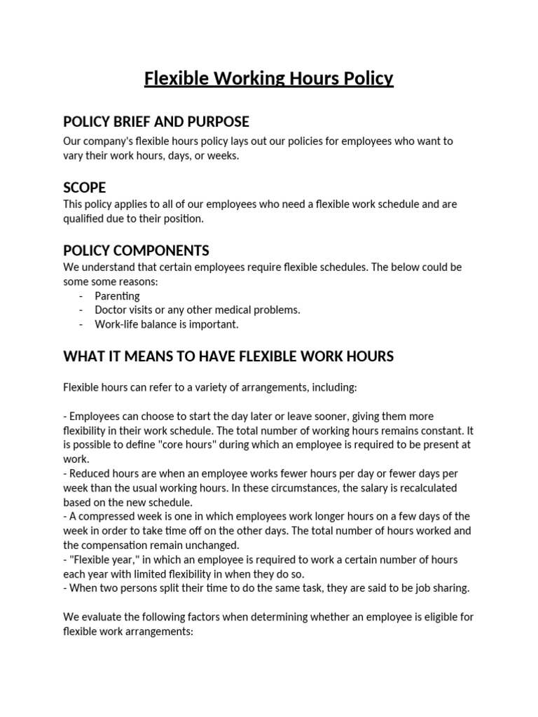 Flexible Work Hours Policy Guide | PDF | Employment | Working Time
