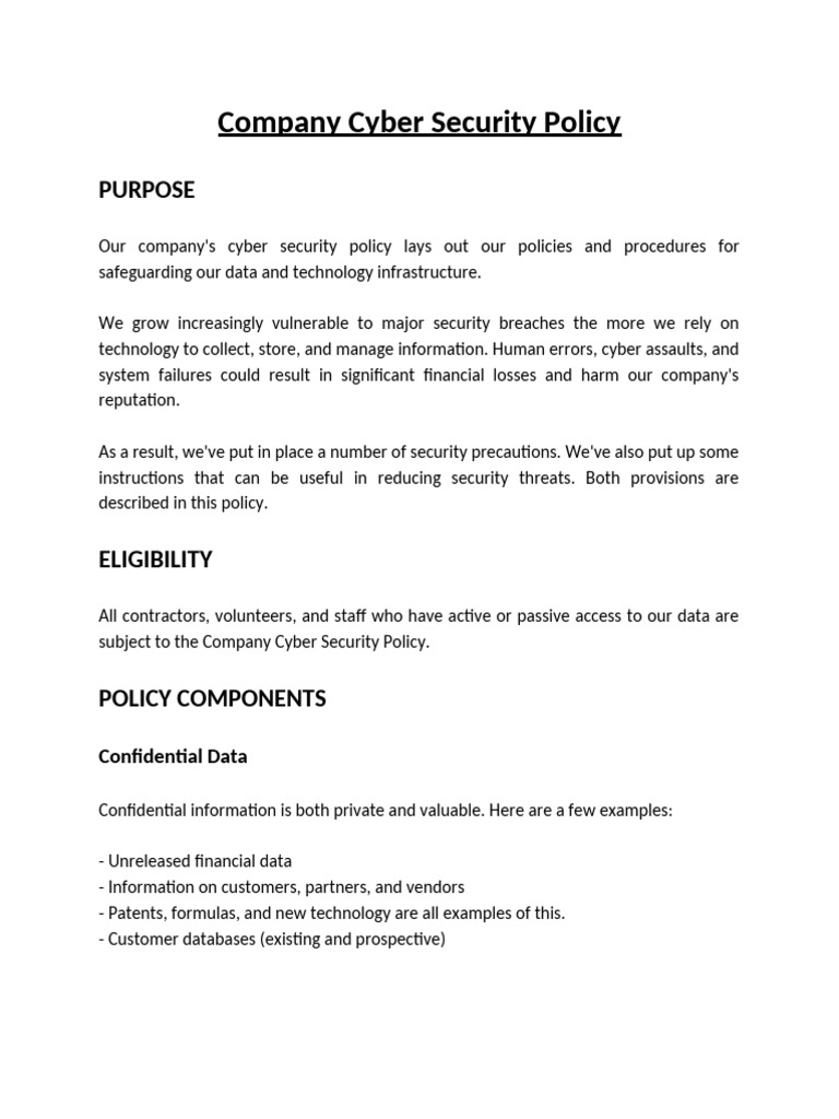 Company Cyber Security Policy | PDF | Security | Computer Security