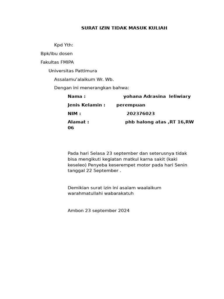 Surat Ijin Sakit | PDF