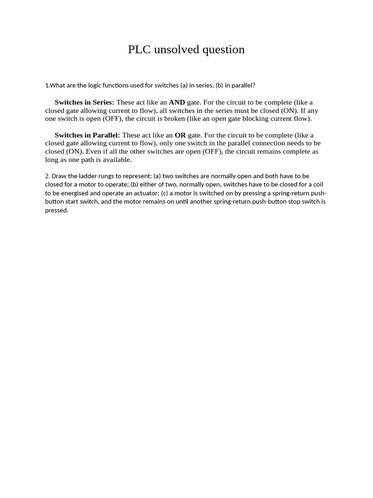 PLC unsolved question | PDF