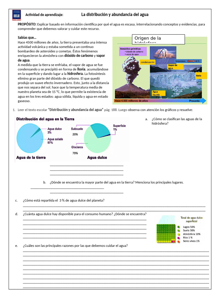 Act. 6 La Distribución y Abundancia Del Agua | PDF | Agua | Ósmosis