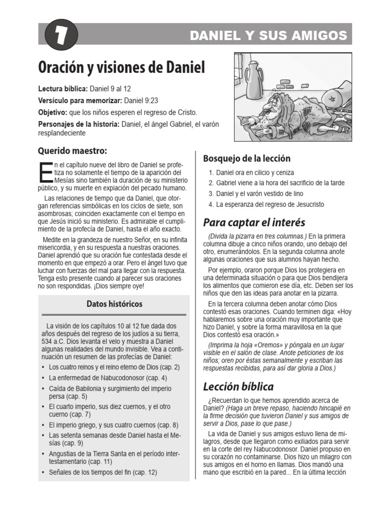 Daniel y Sus Amigos Leccion 07 | PDF | Daniel (figura bíblica) | Oración