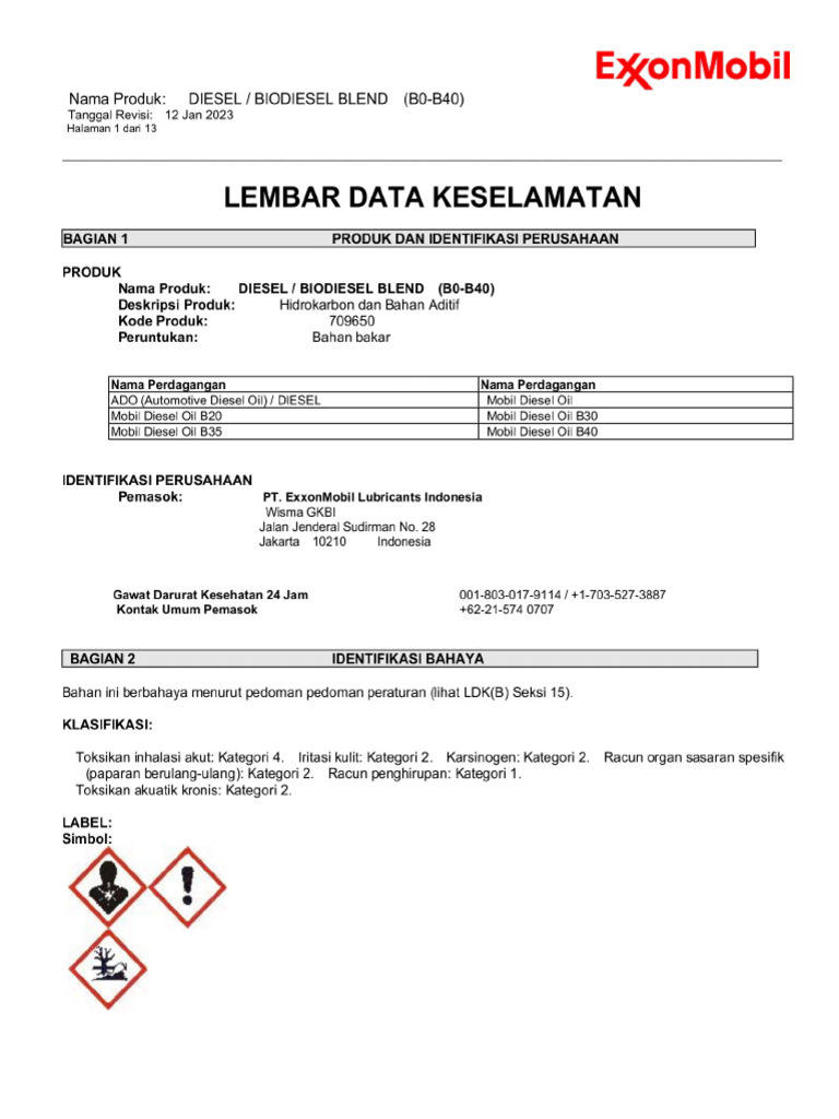 B0 To 40 - MSDS - Indonesian | PDF