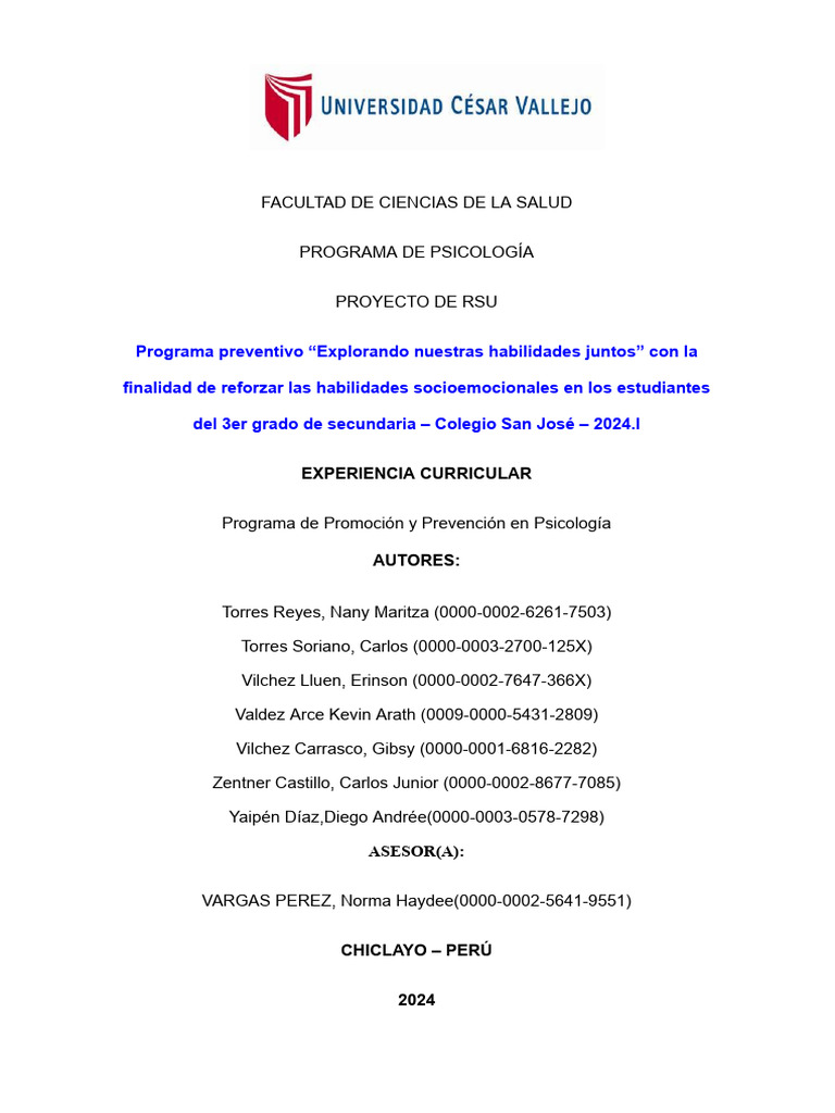 ESQUEMA DE PROPUESTA DE PROGRAMA (Avance) (Trabajo de Solari de Programas) | PDF | Las emociones ...