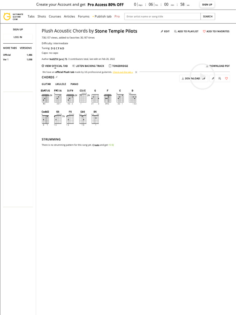 PLUSH ACOUSTIC CHORDS by Stone Temple Pilots @ | PDF | Song Structure ...