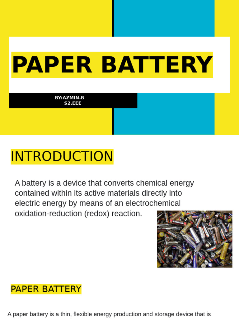 Paper Battery | PDF | Lithium Ion Battery | Materials Science
